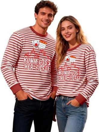 Generic T-shirt ray&eacute; rouge et blanc pour homme et femme, sweat-shirt ray&eacute; &agrave; col rond, t-shirt basique, rouge et blanc, costume de marin, costume de carnaval, 