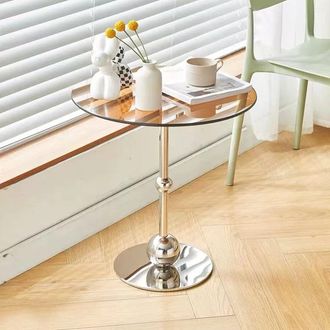 Generic Kleiner Beistelltisch for Kleine R&auml;Ume, Sofatisch Mit Tischplatte Aus Geh&auml;Rtetem Glass for Kaffee, Schreibtischlampe