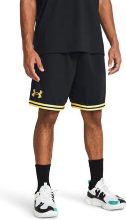 Under Armour 10-inch Perimeter Basketball Shorts, (002) Noir/Doré métallisé, Medium Homme