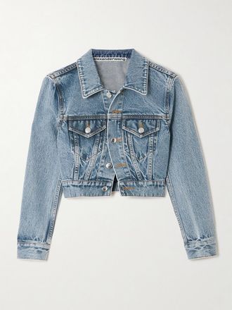 Alexander Wang Verk&uuml;rzte Jeansjacke Mit Kristallen - Blau