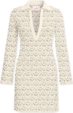 MC2 Saint Barth Femme, Robes, Beige, Taille: 40 FR Short Crochet Knit Dress