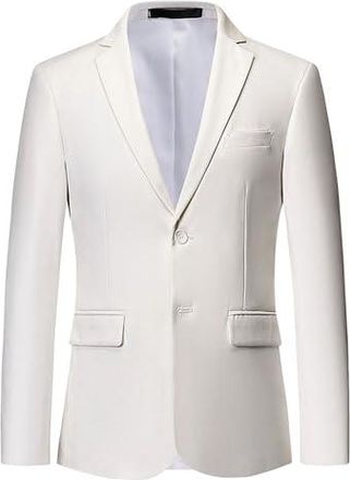 Generic Veste de costume simple pour homme - Couleur unie - Pour mariage - Version formelle - Manteaux et blazer de sport, blanc, 3XL
