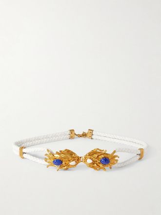 Sonia Petroff Ceinture En Cuir Tressé À Ornements Dragonfish - Blanc