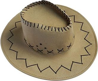Generic Chapeau de cowboy d&eacute;t&eacute; &agrave; large bord pour homme et femme, kaki, Taille unique