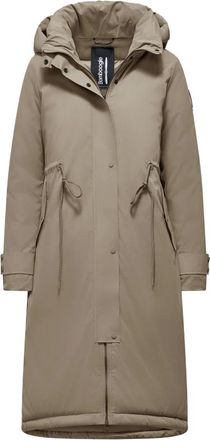 Bomboogie Femme, Manteaux, Beige, Taille: 46 FR Long Parka avec Capuche et Cordon de Serrage &agrave; la Taille