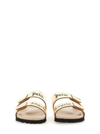 Palm Angels Logo Leather Sandal - Gold
