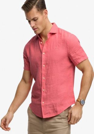 Superdry Riviera - Kurz&auml;rmliges Leinenhemd in Koralle-Orange