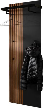 Moderano Garderobenpaneel, Anthrazit, Nussbaum, Holz, Metall, Holzwerkstoff, Kernnussbaum, furniert, 63x180x30 cm, Made in Germany, Aufh&auml;ngem&ouml;glichkeit, Garder