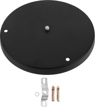 Hemobllo Gro&szlig;e Deckenrosette, schwarz, Metall (&Oslash; 29 cm) - Lampenfassung mit 3 Ausg&auml;ngen, runder Pavillon, Kabelabdeckung f&uuml;r DIY-Kronleuchter, Montageplatte f&uuml;