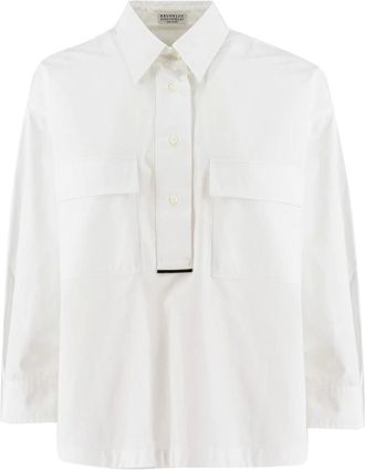 Brunello Cucinelli Femme, Blouses et Chemises, Blanc, Taille: 38 FR Chemises