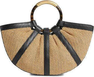 Coccinelle Femme, Sacs, Multicolore, Taille: ONE Size Sac &agrave; main en paille et cuir avec poign&eacute;e sup&eacute;rieure