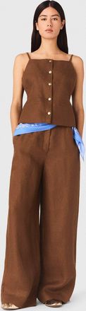 Maje Top Aus Leinenmischung - Braun - Maje