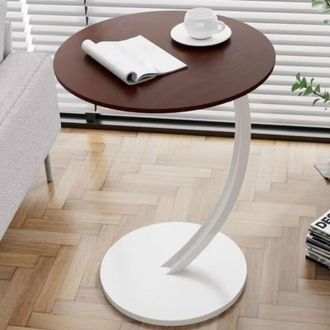 Generic Beistelltisch, Kleiner Beistelltische C Form, Couchtisch Rund, Runder Tisch F&uuml;r Couch Und Sofa, Sofatisch In Nussbaum Holz, Abstelltisch, Wohnzimmerti