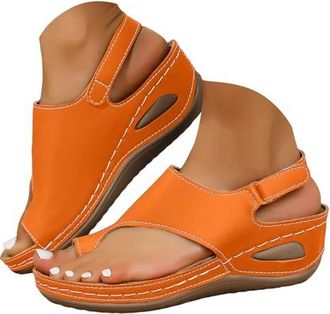 Generic Sandales orthop&eacute;diques compens&eacute;es pour femme - Sandales d&eacute;t&eacute; habill&eacute;es &agrave; talons compens&eacute;s - Bout ouvert - Sangle de cheville - Antid&eacute;rapantes - Confor