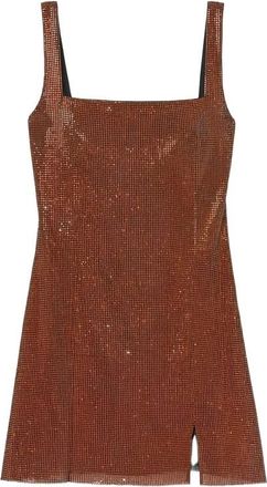 Self Portrait Crystal Chainmail Mini Dress - - Dresses - Damen - Braun - XS