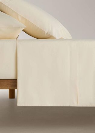Mango Drap plat percale de coton 200 fils lit 180/200 cm jaune pastel - Home - Lit 180/200 cm - MANGO HOME