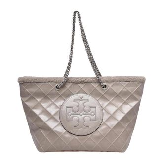 Tory Burch Ella Shearling Tote - - Bags - Damen - Grau - ONE SIZE