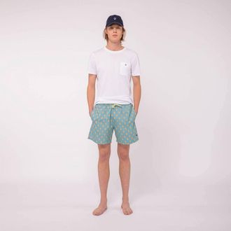 Faguo Short de bain en polyester recycle cactus bleu ciel