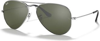 Ray-Ban Aviator Mirror Sonnenbrillen Silber Fassung Grau Glas 62-14