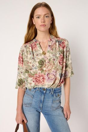 Gerard Darel Blouse &agrave; fleurs - ARMANDE - Naturel