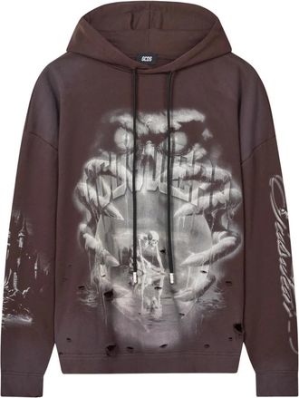 GCDS Gcds - SweaT-shirts &agrave; capuche - Homme - Sweatshirts et sweats &agrave; capuche - Brun - Taille: XL