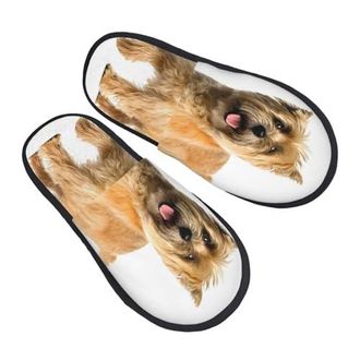 Generic Pantoufles De Voyage Chien Cairn Terrier Mignon Cozy Pantoufles De Maison Doux Hiver Chausson Pour Camping H&ocirc;tel Invit&eacute; L