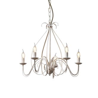 QAZQA Landhaus I Vintage Klassischer Kronleuchter I Chandelier Creme 5-flammig - Giuseppe - Stahl Rund - LED geeignet E14
