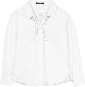 Luisa Cerano Femme, Blouses et Chemises, Blanc, Taille: 42 FR Chemisier &agrave; col nou&eacute;
