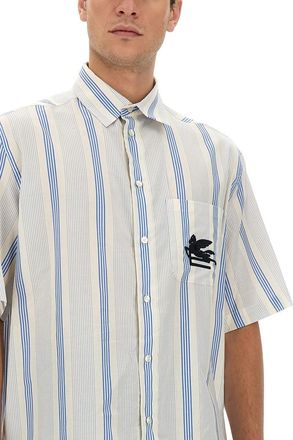 Etro Logo-Detailed Cotton Shirt - Blue