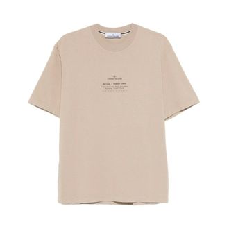 Stone Island Homme, Tops, Beige, Taille: XL T-Shirt &agrave; Manches Courtes