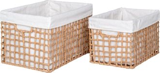 House Nordic Set mit 2 K&ouml;rben aus Stroh und Stoff