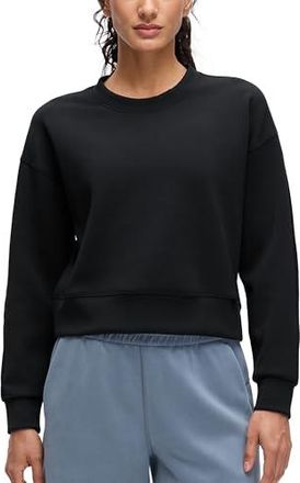 CRZ YOGA Femmes Sweat-Shirt &agrave; col Rond &Agrave; Manches Longues Entra&icirc;nement D&eacute;contract&eacute; Pull Tops Basique Automne Sweat-Shirts Noir 42