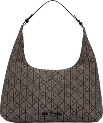 Calvin Klein Femme, Sacs, Brun, Taille: ONE Size Emblem Jacquard Shoulder Bag