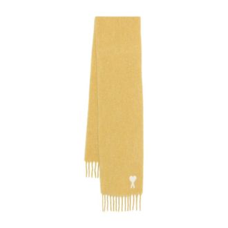 Ami Gelber Monogramm Fransiger Alpakamix Schal - - Accessories - unisex - Gelb - ONE SIZE