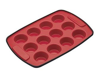MasterClass MasterClass Smart Silikon-Mini-Muffin/Cupcake-Backblech mit 12 Mulden, 29 x 20 cm