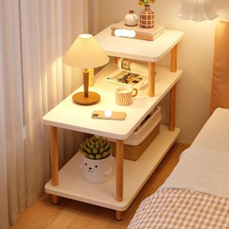 Generic Schmaler 3-stufiger Beistelltisch for Kleine Räume, Schmaler Nachttisch Mit Offenen Regalen, Moderner Beistelltisch for Wohnzimmer Oder Schlafzimmer (