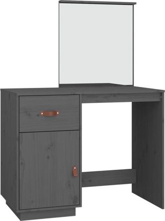 vidaXL Schminktisch Grau 95x50x134 cm Massivholz Kiefer Vidaxl