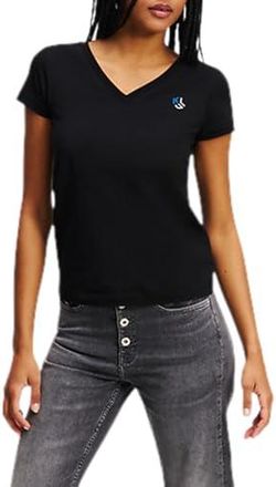 Karl Lagerfeld Karl Lagerfeld Jeans, Femme, T-Shirt Slim &Agrave; Manches Courtes Et Col En V, Coupe Slim, Noir, S