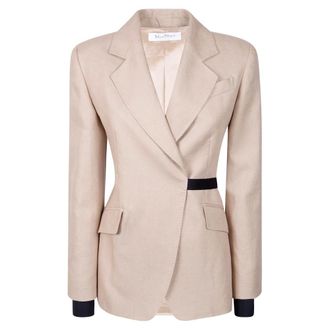 Max Mara Femme, Vestes, Beige, Taille: 40 FR Mxsfionda Linen Blazer