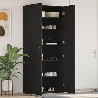 vidaXL Vidaxl - Cabinet &agrave; chaussures Noir 80 x 35.5 x 180 cm Bois ding&eacute;nierie