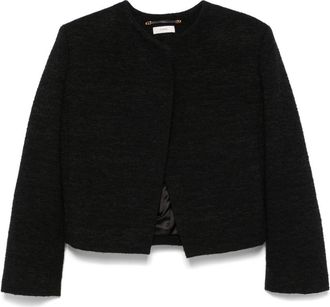 Toteme veste en tweed à coupe crop - Noir