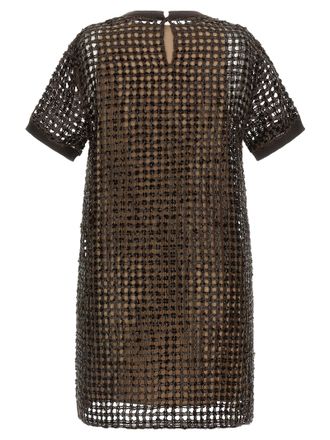 Brunello Cucinelli Womens Brown Silk Short Dress