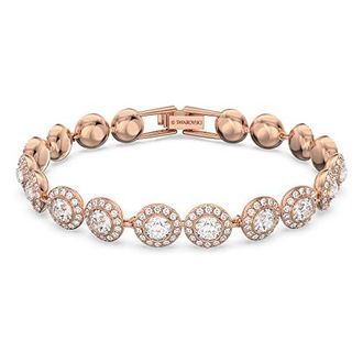 Swarovski Bracelet Tennis Angelic, Taille ronde, Pav&eacute;, Medium, Blanc, Placage de ton or ros&eacute;