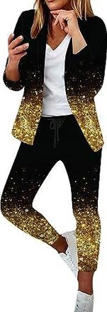 Generico Tailleur Femme Offres Du Jour F&ecirc;tes Formelle Business Blazer & Pantalon C&eacute;r&eacute;monie &Eacute;l&eacute;gant Complet Blazer Couleur Unie Manches Longues Travail Tailleur