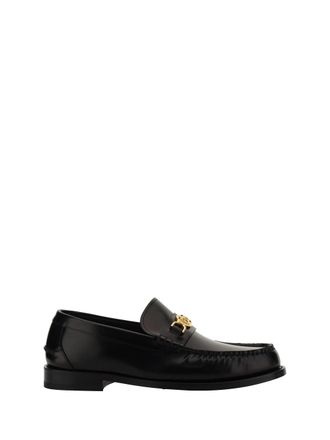 Versace Mens Leather Loafers Black-Gold Calf Black/gold