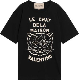 Valentino Garavani Homme, Tops, Noir, Taille: M Chat de la Maison T-Shirt