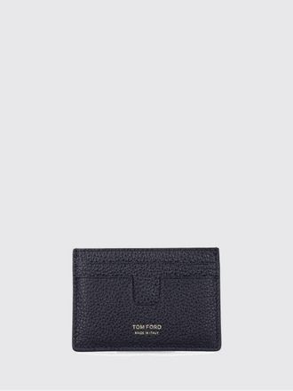 Tom Ford Porte-cartes en cuir de veau martel&eacute; avec logo lamin&eacute;