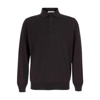 KANGRA Homme, Tops, Brun, Taille: 3XL Polo en laine m&eacute;rinos marron &agrave; quatre boutons pour homme