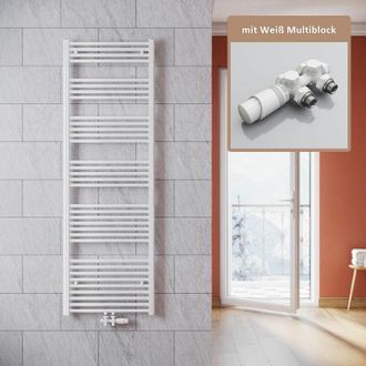 Sonni Design Heizkörper Bad Badheizkörper Weiß,1800x600mm,mit Weiß Multiblock,998 Watt,Mittelanschluss