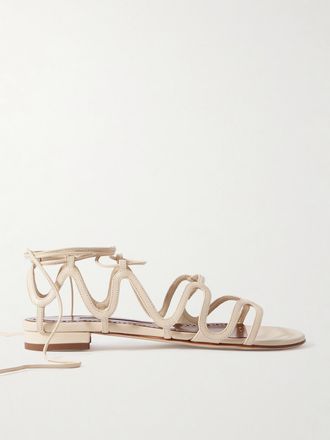 Manolo Blahnik Fawdaflat Sandalen Aus Leder - Creme